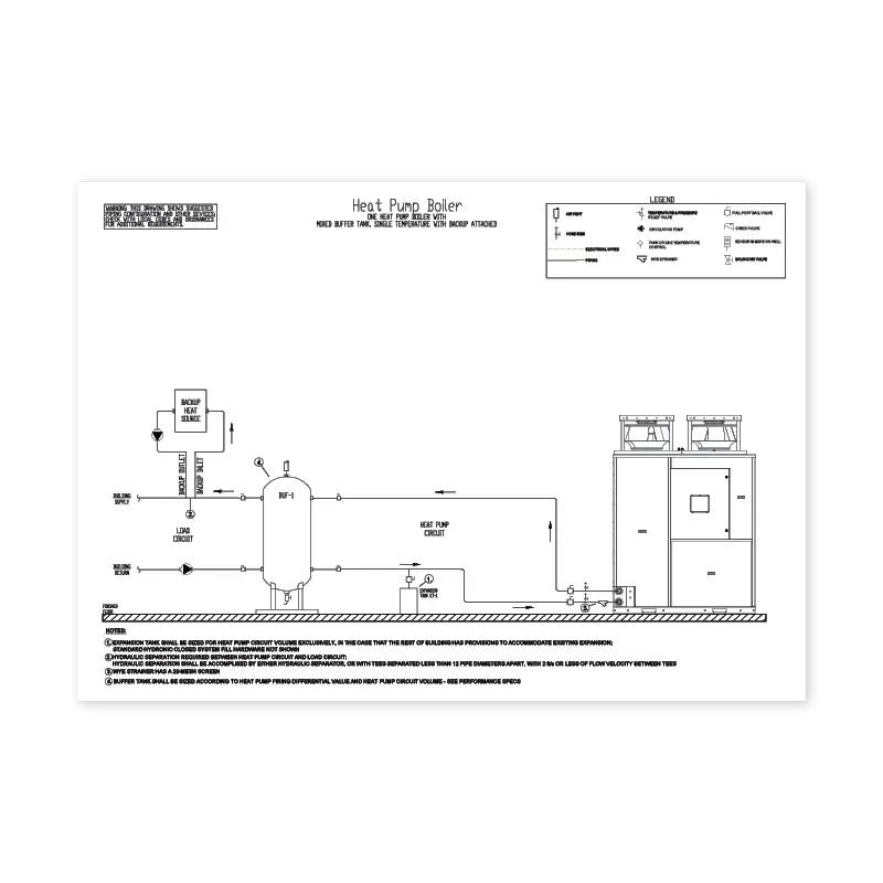 Diagram: 1 Alectro HPB, 1 LWT, Mixed Buffer | Nyle Water Heating Systems
